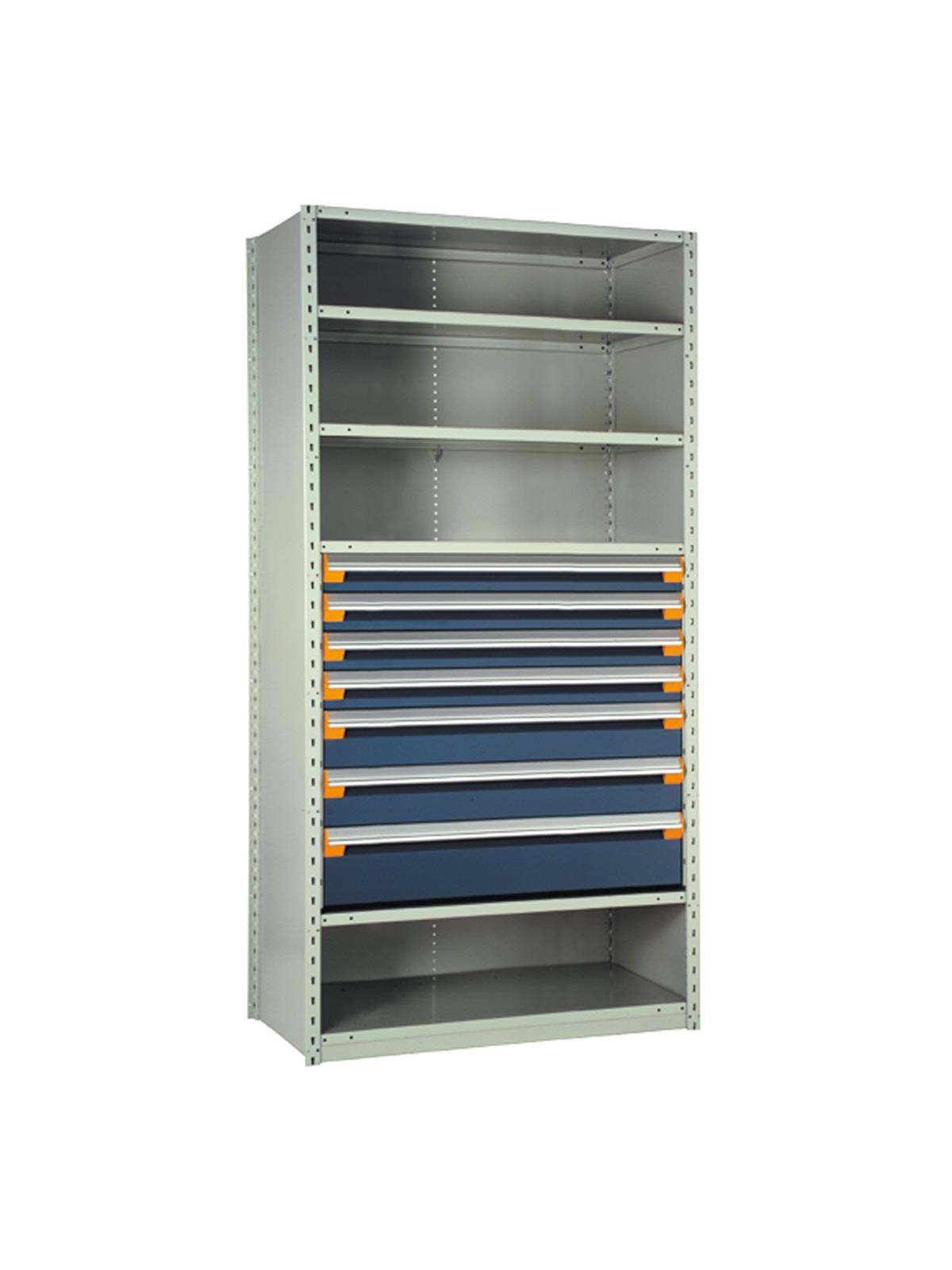 Shelving With Drawers, 36"H Drawer Bank (48"W X 24"D X 87"H)