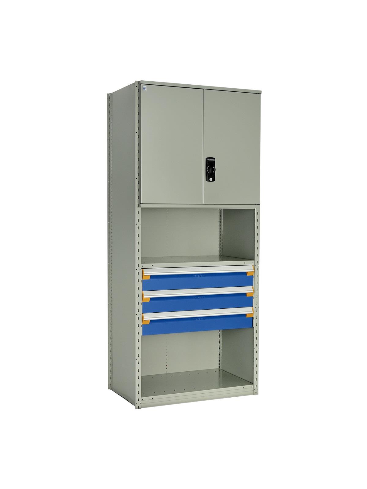 Shelving With Drawers, 18"H Drawer Bank (36"W X 24"D X 87"H)
