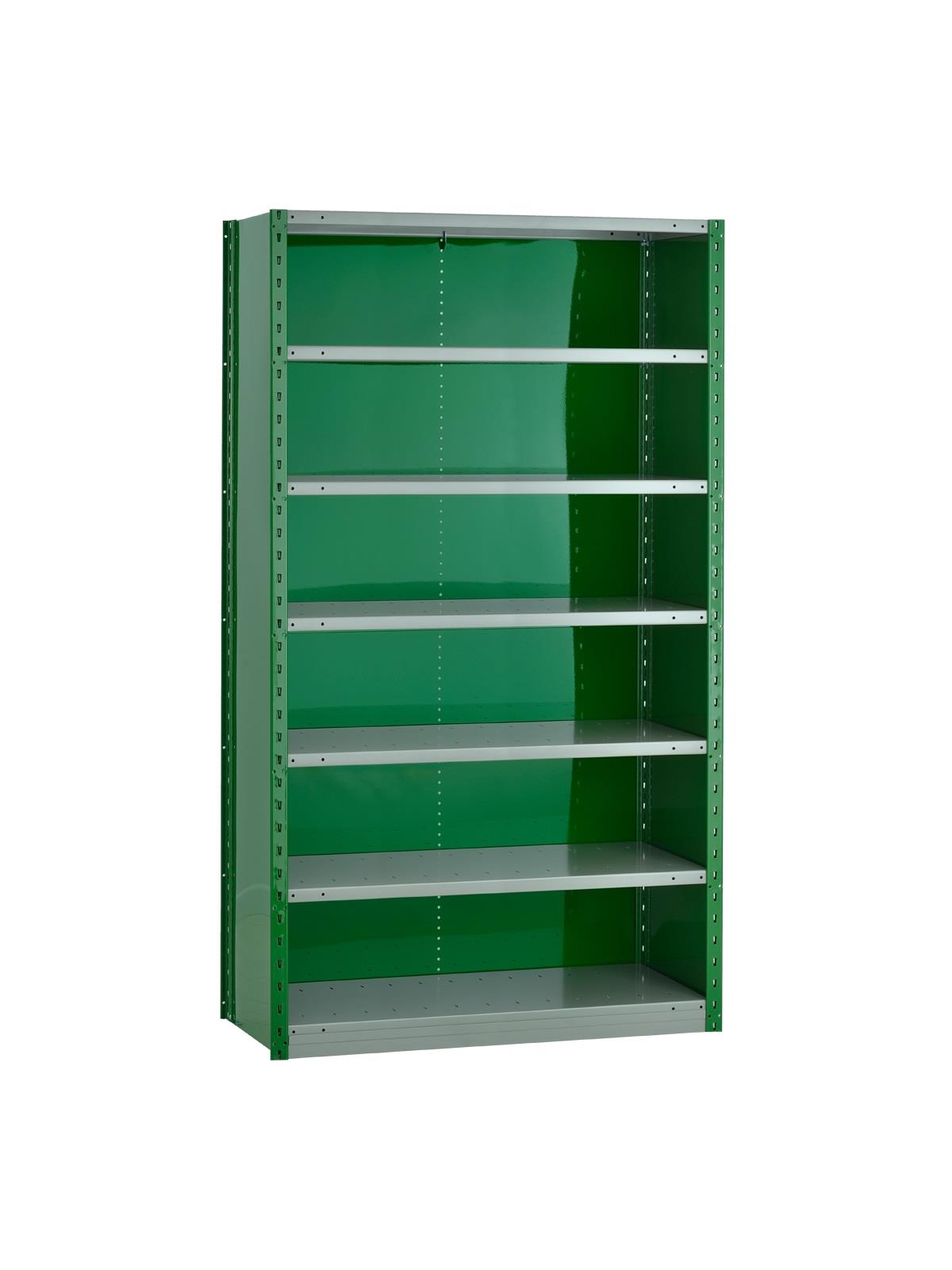 Closed Shelving, 7 Shelves, Perforated Posts (42"W X 18"D X 75"H)